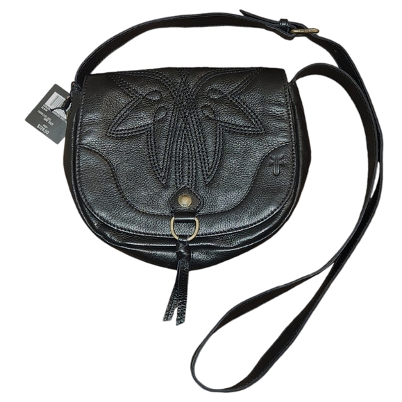 Frye | Bags | Frye Charlene Embroidered Black Leather Small Saddle ...